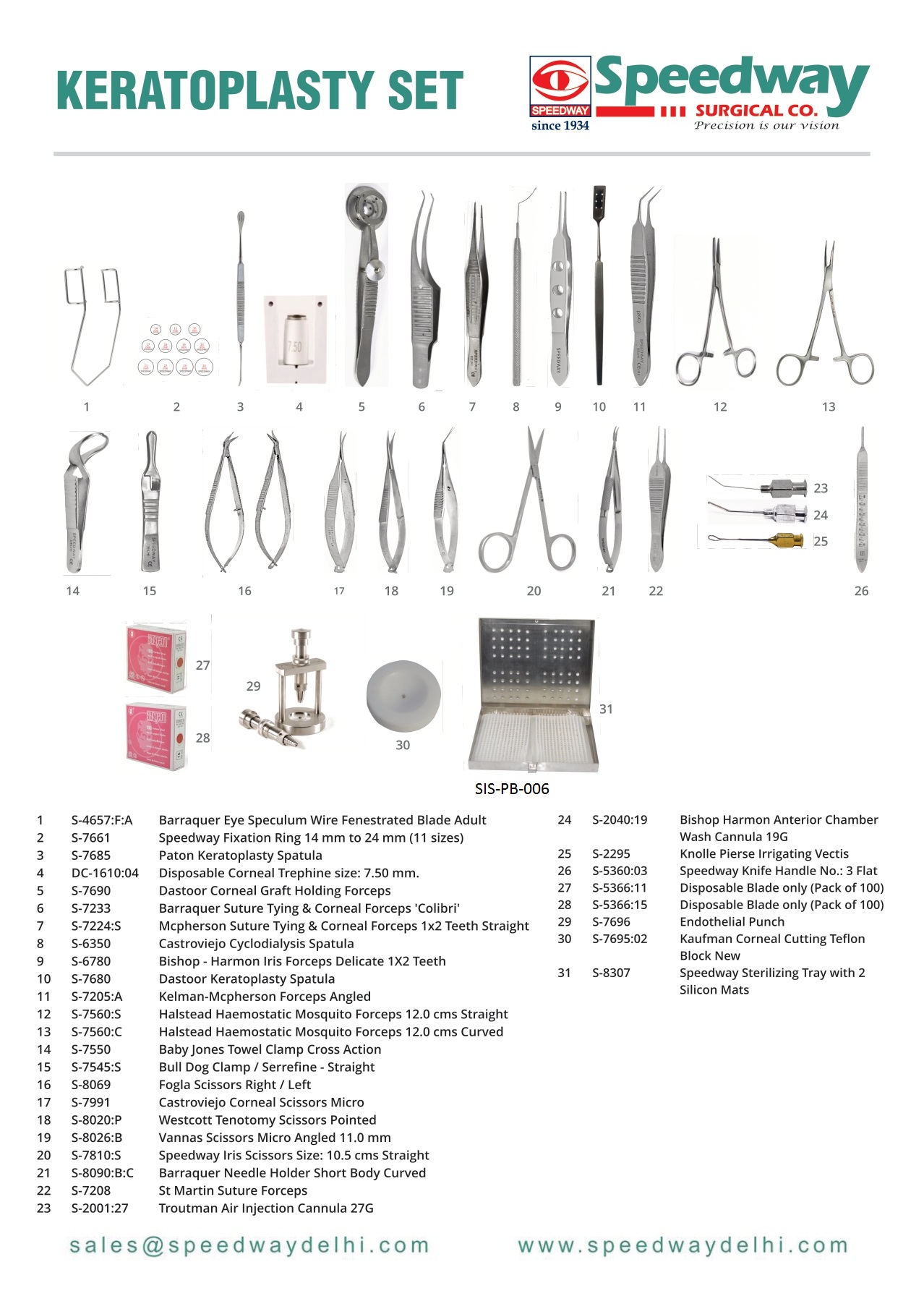 Keratoplasty Set - IAPB Valued Supplier Scheme