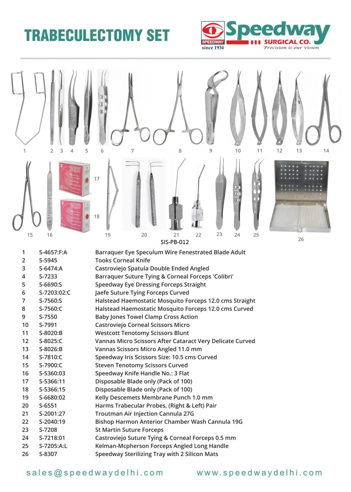Trabeculectomy Set - IAPB Valued Supplier Scheme