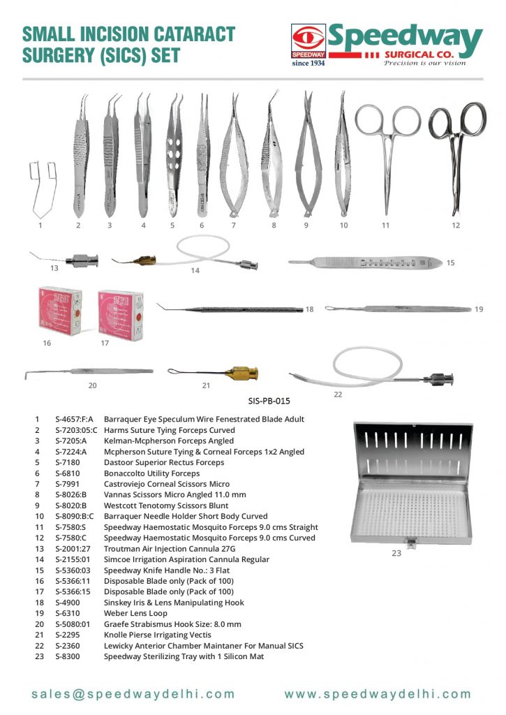 Small Incision Cataract Surgery - SICS Set - IAPB Valued Supplier Scheme