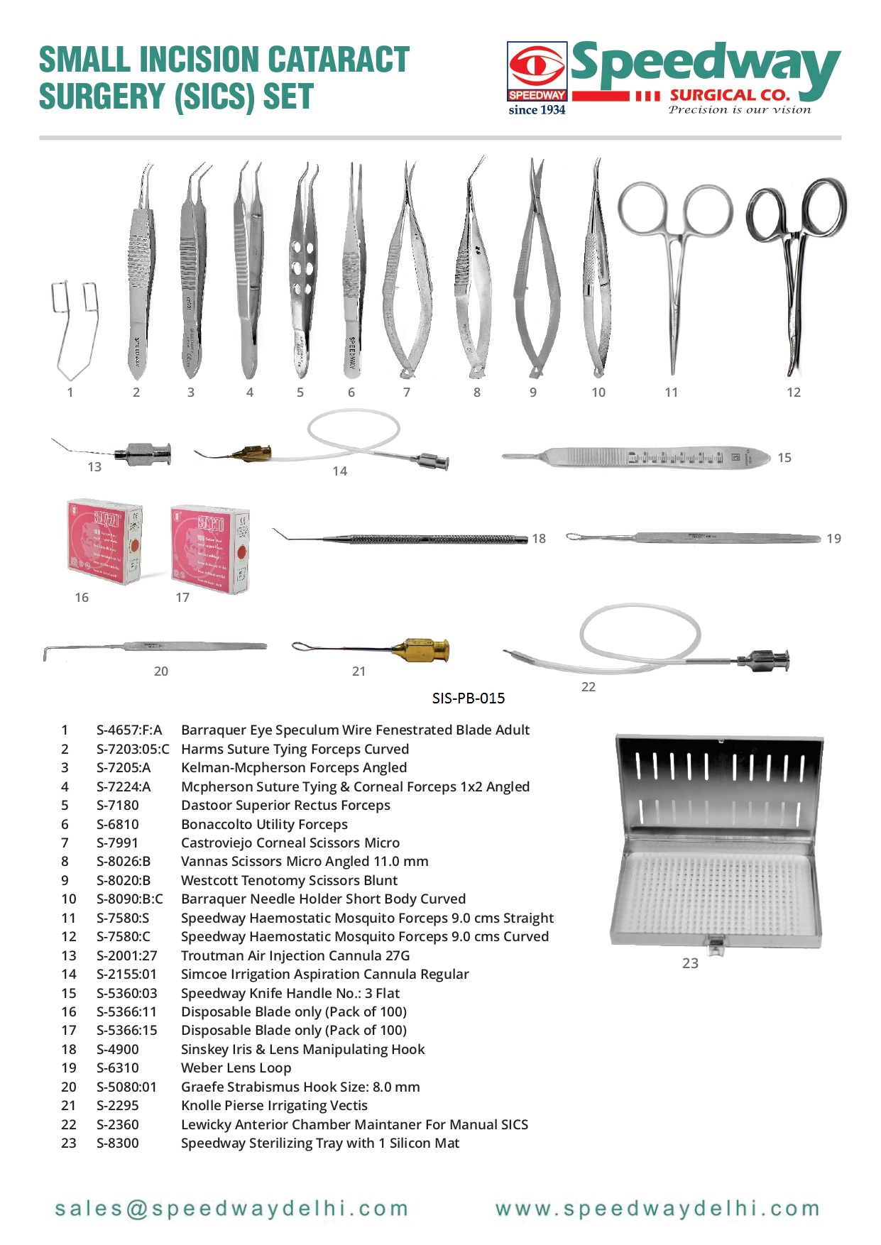 Small Incision Cataract Surgery - SICS Set - IAPB Valued Supplier Scheme